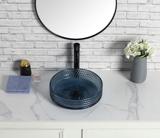 Buy Online Lydia Clear Blue Glass Basin in Melbourne