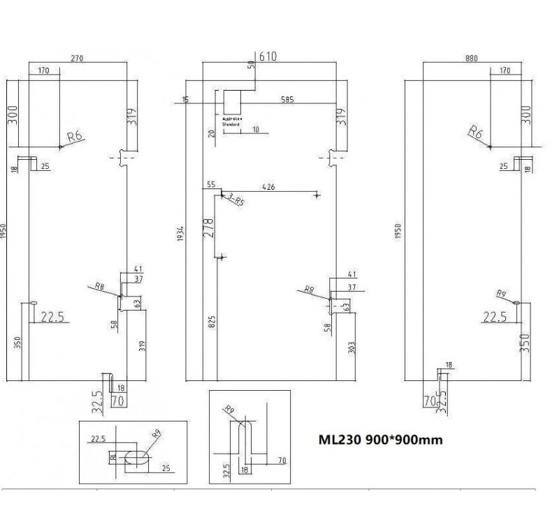 Buy Online Fully Frameless 900 x 900 Square Shower Screen in Melbourne
