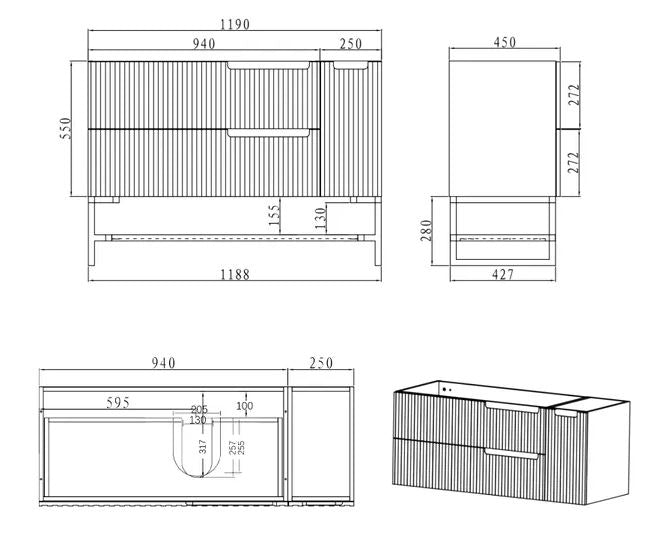 Buy Online Oakley 1200mm Wall Hung Vanity in Melbourne