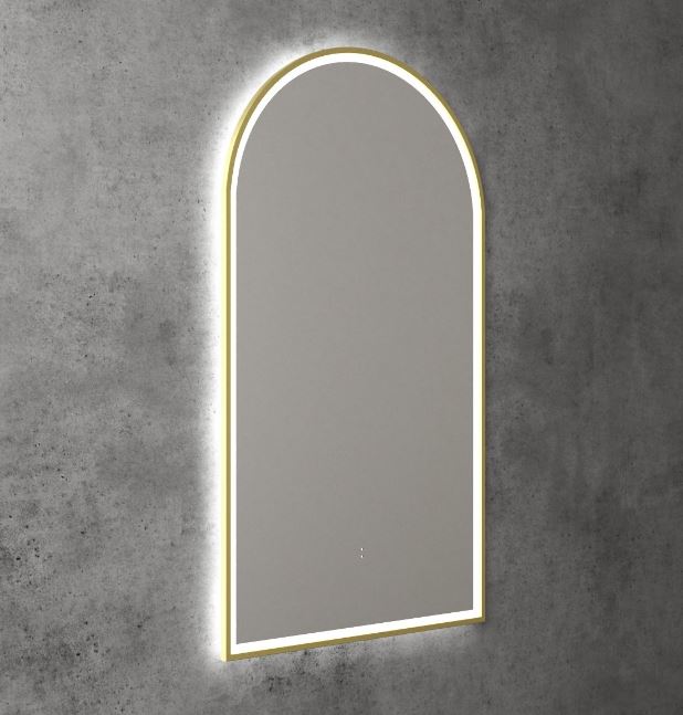 Buy Online Arch 500 Brushed Gold Framed LED Mirror in Melbourne