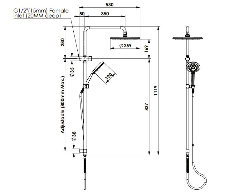 Buy Online Rocco Twin Rail Shower - Brushed Brass in Melbourne ...