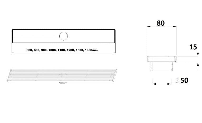 Buy Online Linear Brushed Brass 600mm-900mm AU Shower Grate in Melbourne